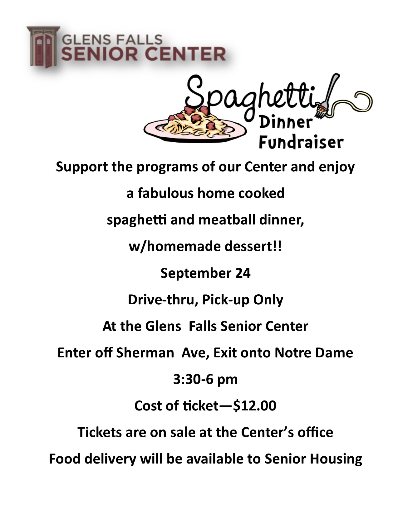 Spaghetti Dinner - Glens Falls Senior Center